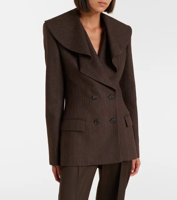 Alexander McQueen Draped Striped Wool Blazer