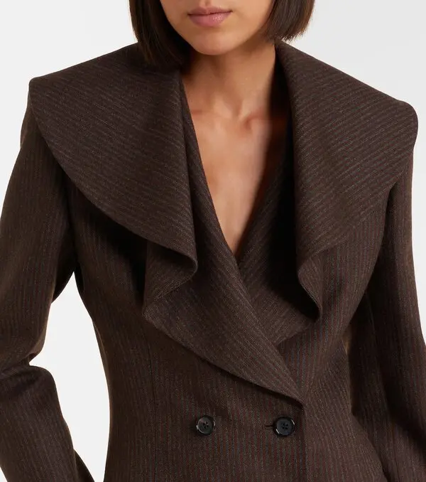 Alexander McQueen Draped Striped Wool Blazer