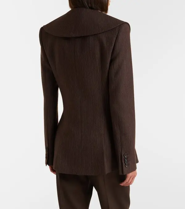 Alexander McQueen Draped Striped Wool Blazer