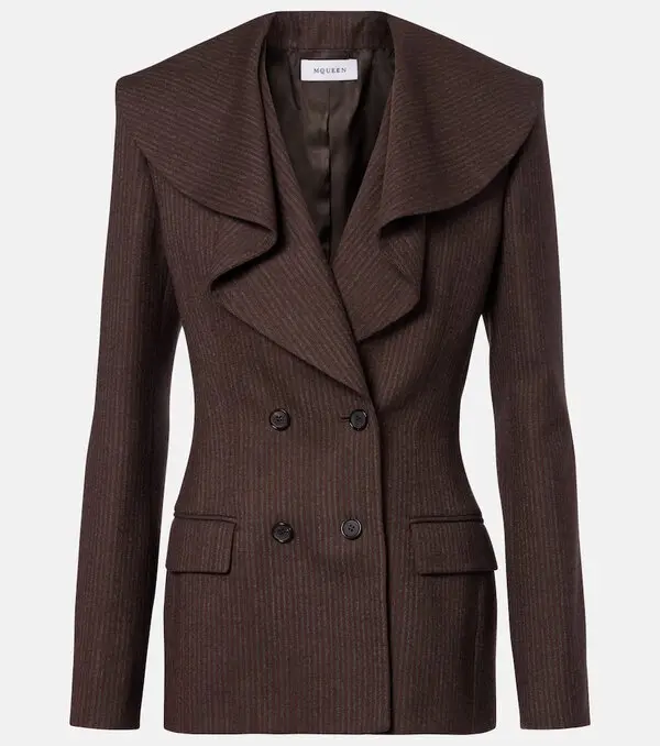 Alexander McQueen Pinstripe Blazer - Brown