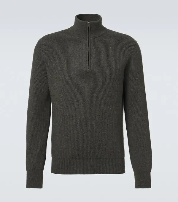 Agnona Cashmere Quarter Zip Sweater - Green