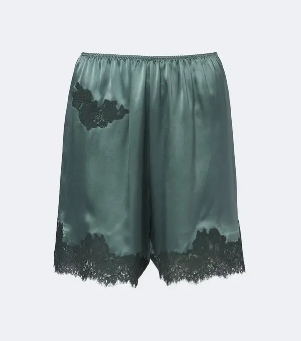 DÔEN Irsa Lace-trimmed Silk Satin Shorts
