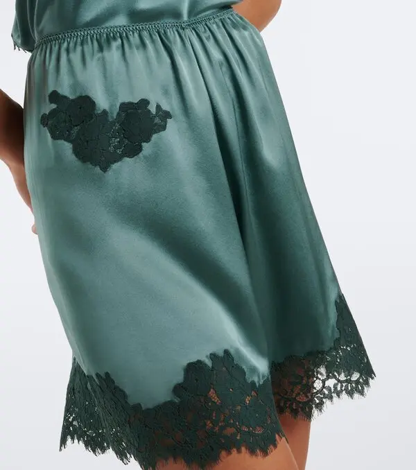 DÔEN Irsa Lace-trimmed Silk Satin Shorts