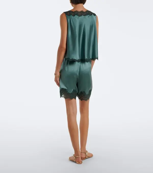 DÔEN Irsa Lace-trimmed Silk Satin Shorts