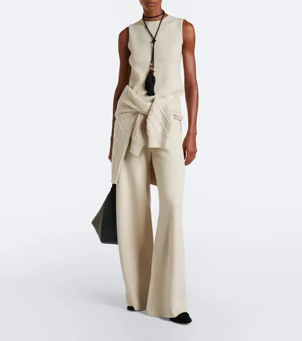 Max Mara Wool And Cashmere Wide-leg Pants