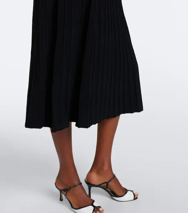 Veronica Beard Elthea Belted Ribbed-knit Midi Dress - Black