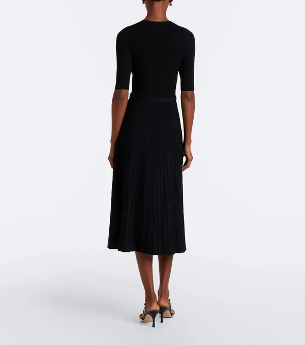 Veronica Beard Elthea Belted Ribbed-knit Midi Dress - Black