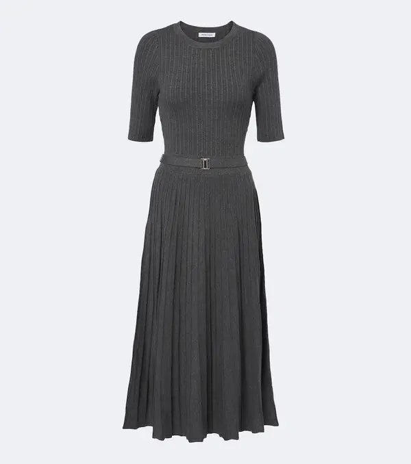 Veronica Beard Elthea Ribbed-knit Midi Dress - Grey
