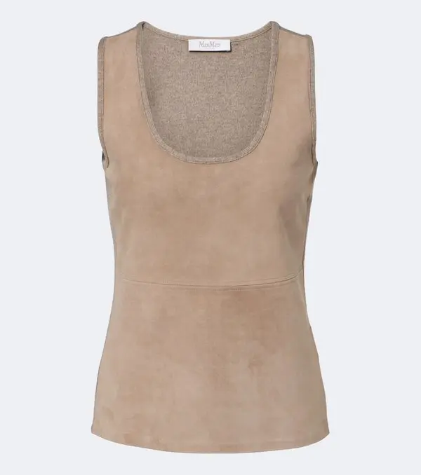 Max Mara Wool And Cashmere-paneled Suede Top - Beige