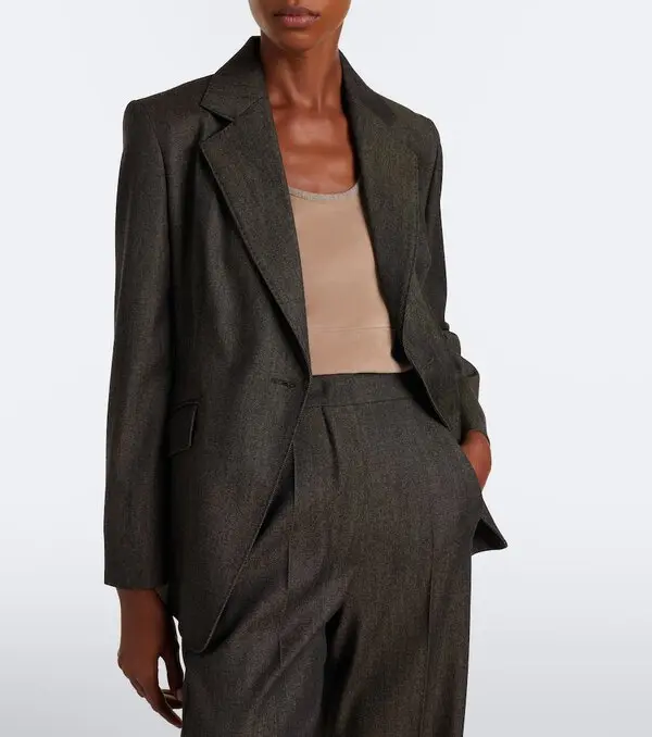 Max Mara Wool And Cashmere-paneled Suede Top - Beige