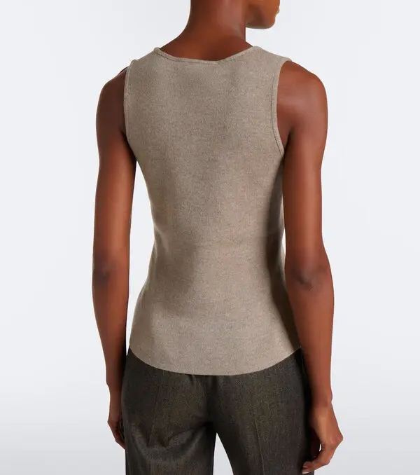 Max Mara Wool And Cashmere-paneled Suede Top - Beige