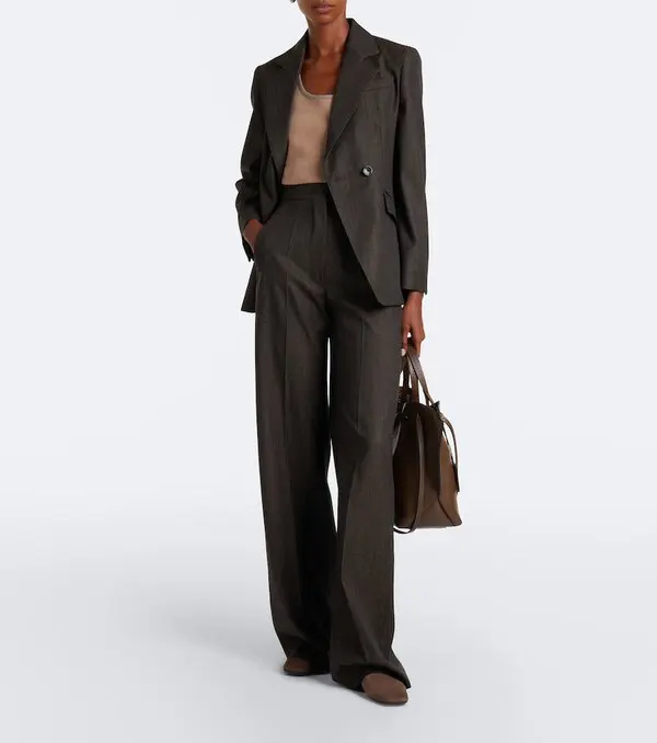 Max Mara Wool And Cashmere-paneled Suede Top - Beige