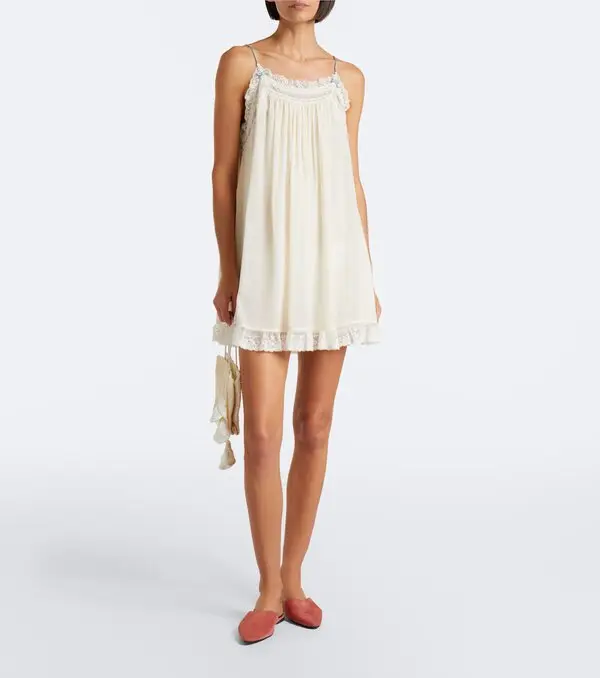 DÔEN Penelope Lace-trimmed Silk Georgette Minidress