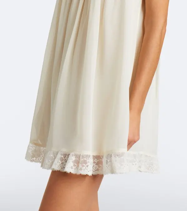 DÔEN Penelope Lace-trimmed Silk Georgette Minidress