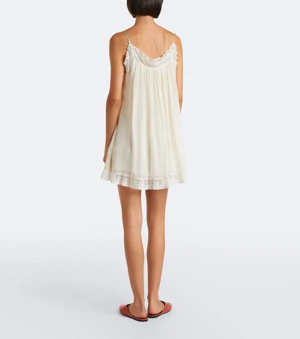 DÔEN Penelope Lace-trimmed Silk Georgette Minidress