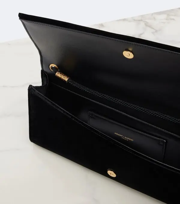 Saint Laurent Kate Small Leather-lined Velvet Clutch