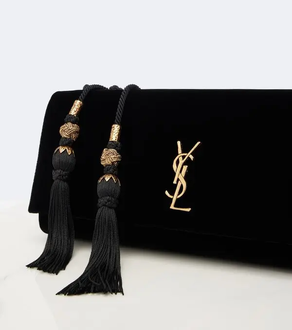 Saint Laurent Kate Small Leather-lined Velvet Clutch