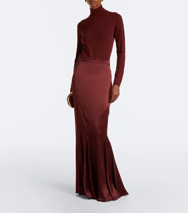 Max Mara Silk Satin Maxi Skirt