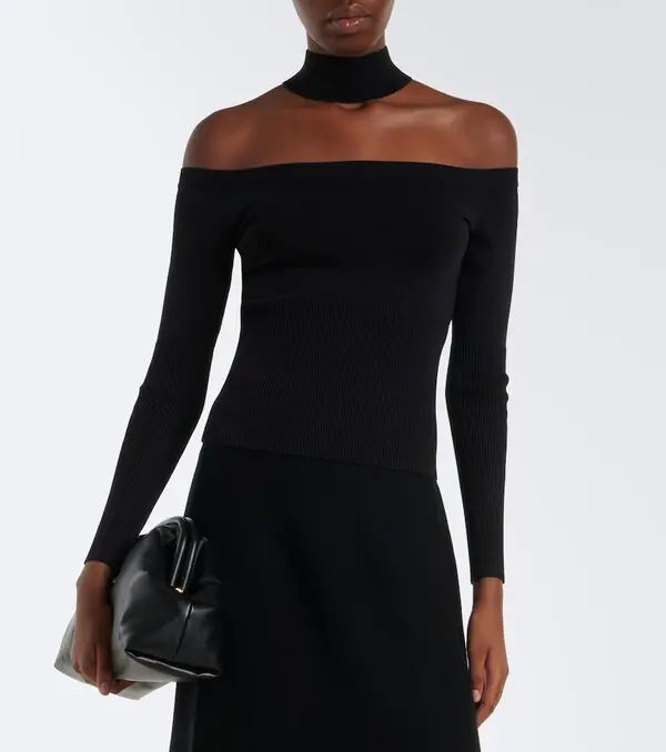Simkhai Lila Off-shoulder Ribbed-knit Top