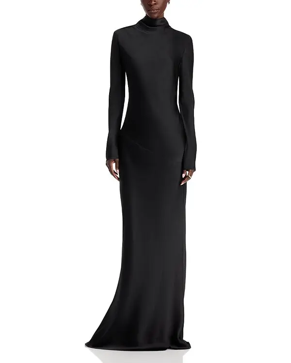 Tove Gio Silk Floor Sweeping Gown - Black