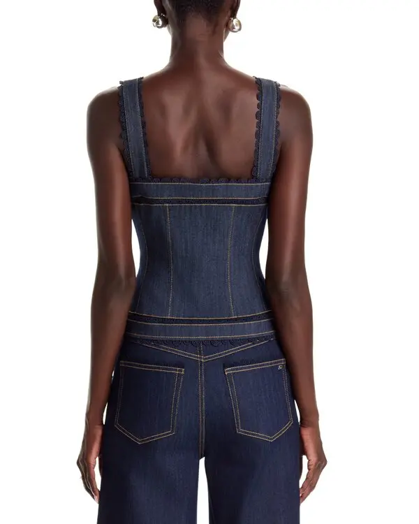 Cinq À Sept Guipure Lace Myra Denim Top