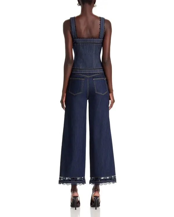 Cinq À Sept Guipure Lace Myra Denim Top