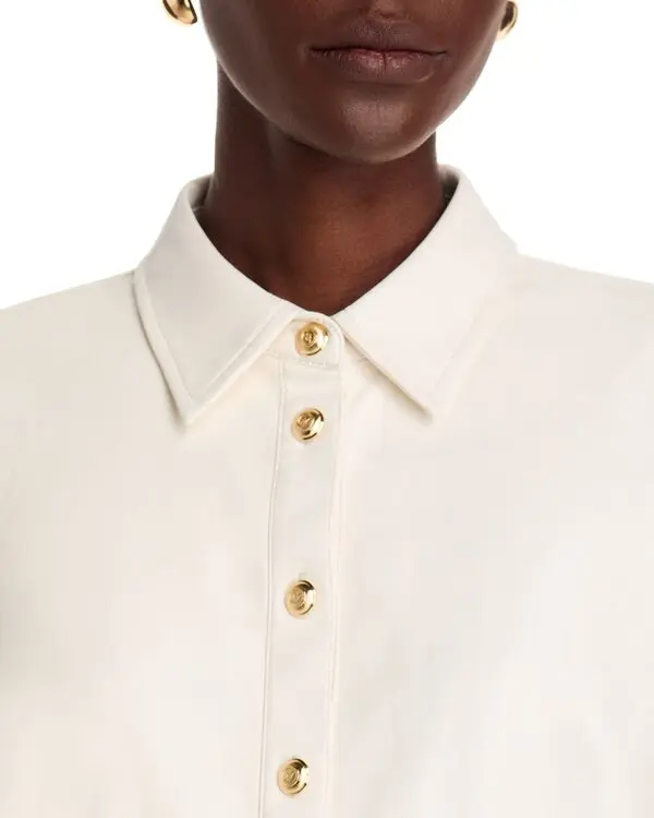 Cinq À Sept Fiona Lite Faux Leather Flare Cuff Top - Ivory