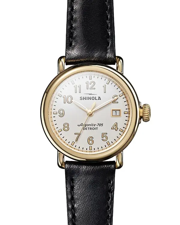 Shinola Runwell 3hd Leather Strap Watch, 36mm
