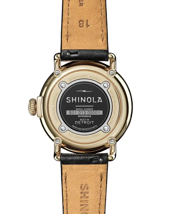Shinola Runwell 3hd Leather Strap Watch, 36mm