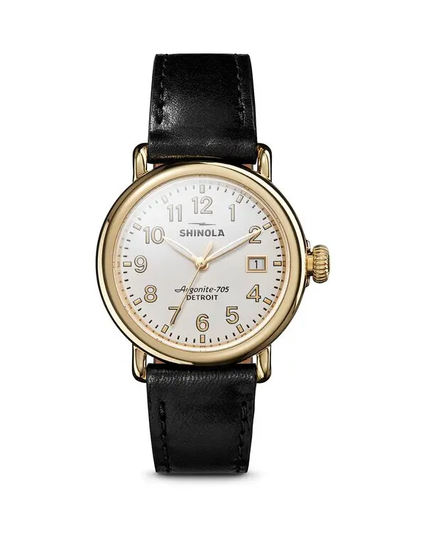 Shinola Runwell 3hd Leather Strap Watch, 36mm
