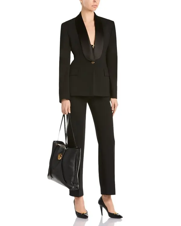 Versace Wool Stretch Satin Lapel Jacket