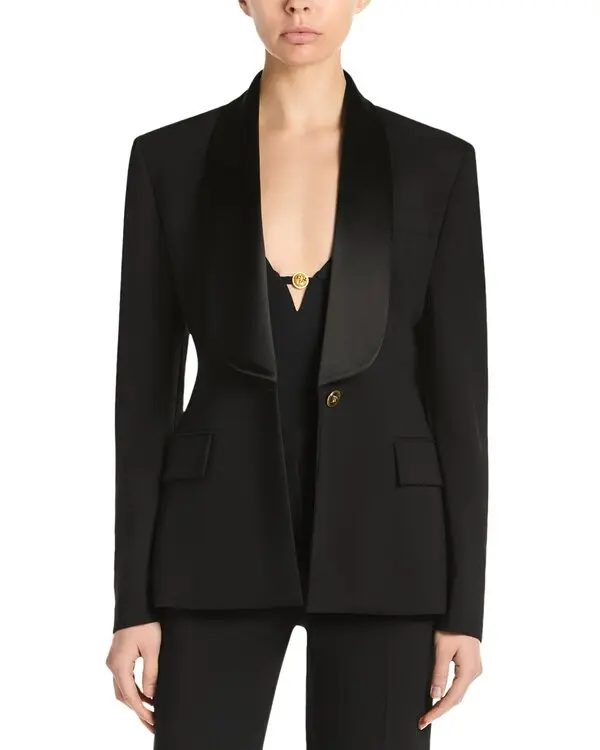 Versace Wool Stretch Satin Lapel Jacket