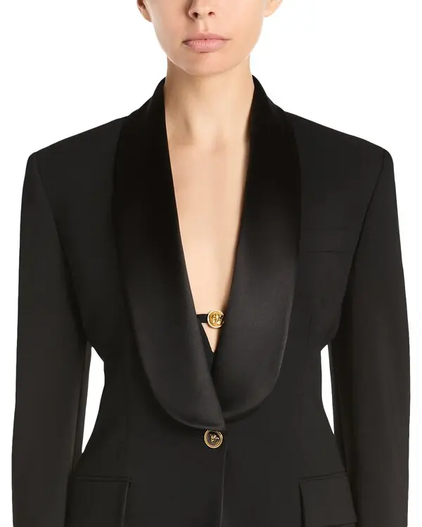 Versace Wool Stretch Satin Lapel Jacket