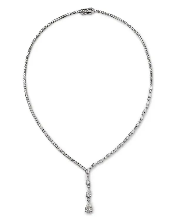 Bloomingdale'S Luxe Collection Certified Lab Grown Diamond Pear & Round Drop Lariat Necklace In 14k 5.0 Tcw - White Gold