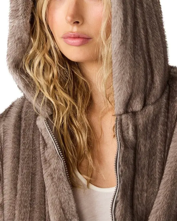 Steve Madden Mavis Zip Front Hooded Jacket - Silver Green