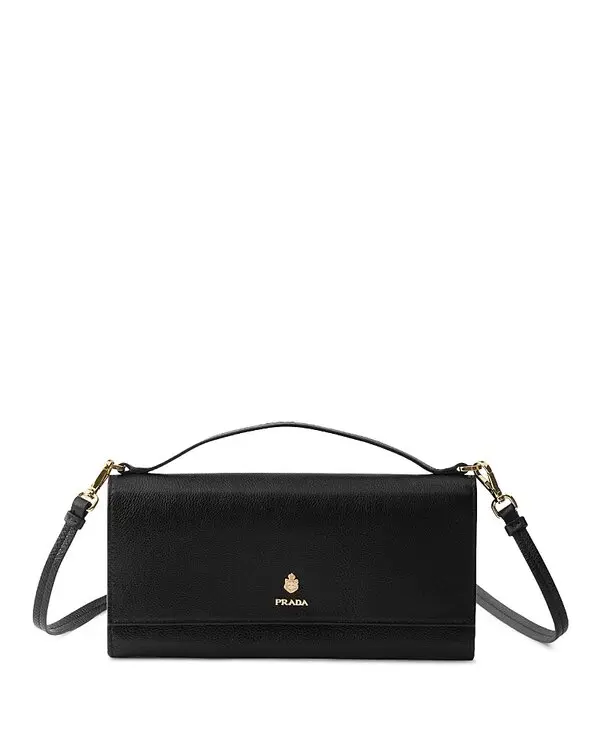 Prada Leather Wallet With Shoulder Strap