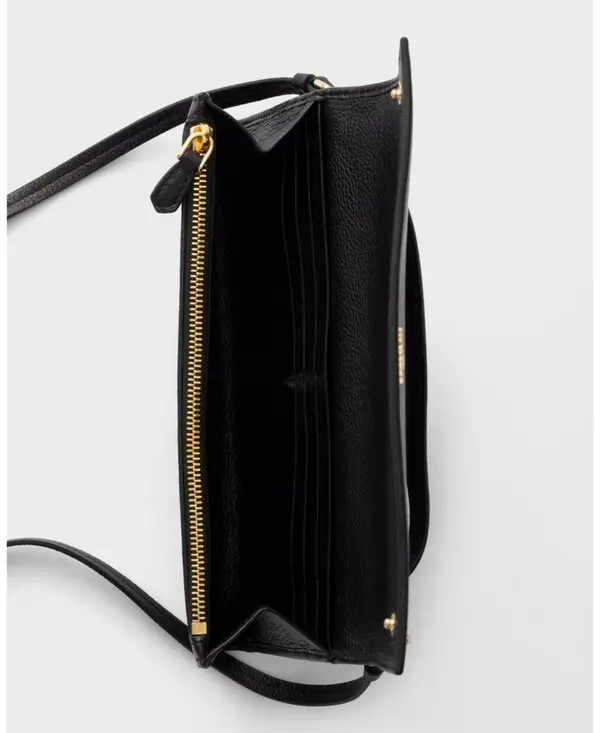 Prada Leather Wallet With Shoulder Strap
