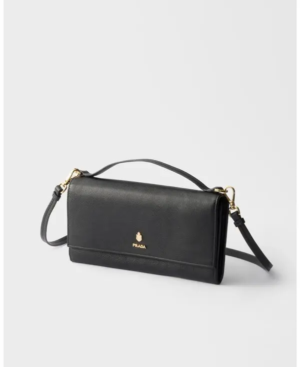 Prada Leather Wallet With Shoulder Strap