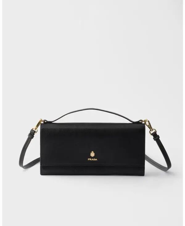 Prada Leather Wallet With Shoulder Strap