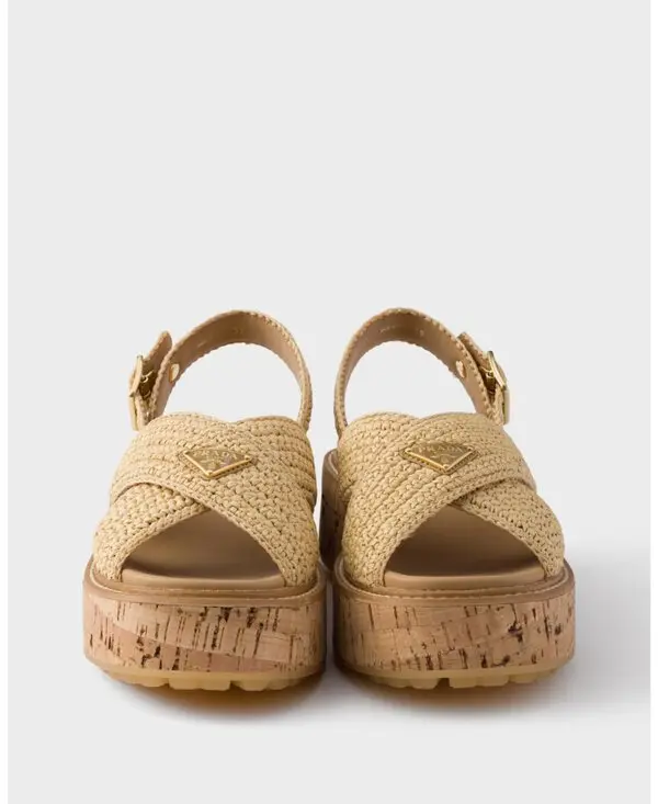 Prada Crochet Platform Sandals