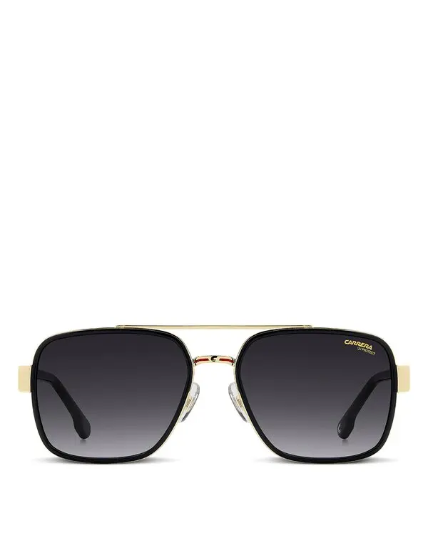 Carrera Eyewear Rectangular Double Bridge Sunglasses, 58mm - Black