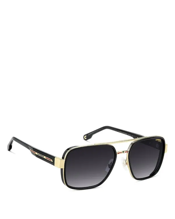 Carrera Eyewear Rectangular Double Bridge Sunglasses, 58mm - Black