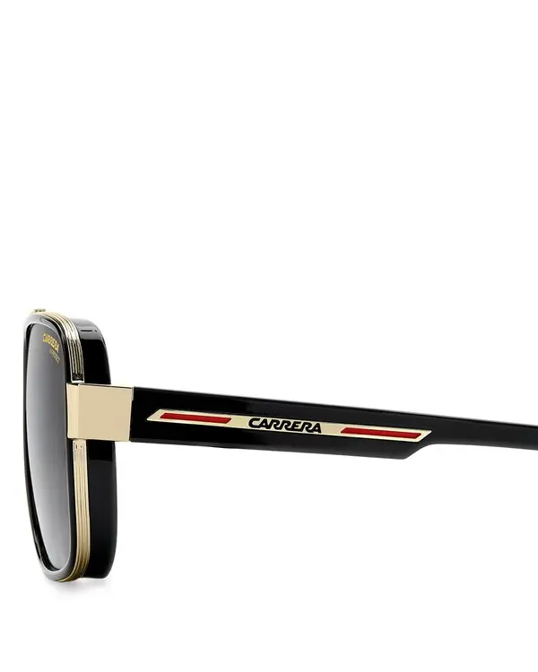 Carrera Eyewear Rectangular Double Bridge Sunglasses, 58mm - Black