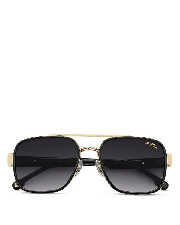 Carrera Eyewear Rectangular Double Bridge Sunglasses, 58mm - Black