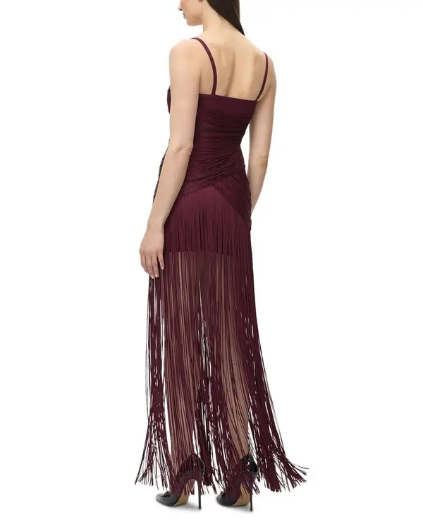 Herve Leger The Carly Draped Fringe Gown