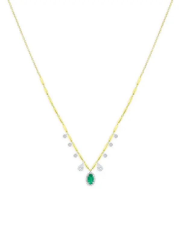 Meira T 14k White & Yellow Emerald & Diamond Necklace, 16 - Gold