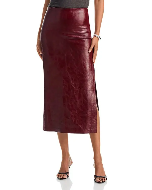 Alice + Olivia Maeve Faux Leather Skirt - Cognac