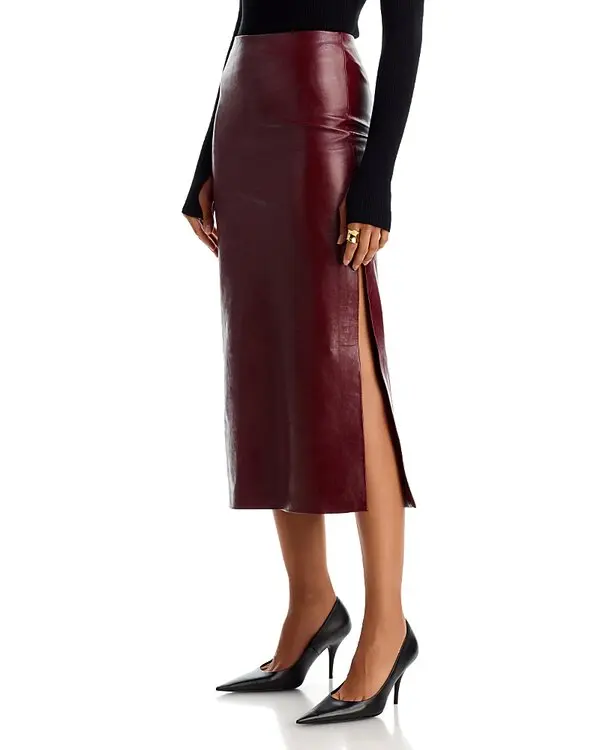 Alice + Olivia Maeve Faux Leather Skirt - Cognac
