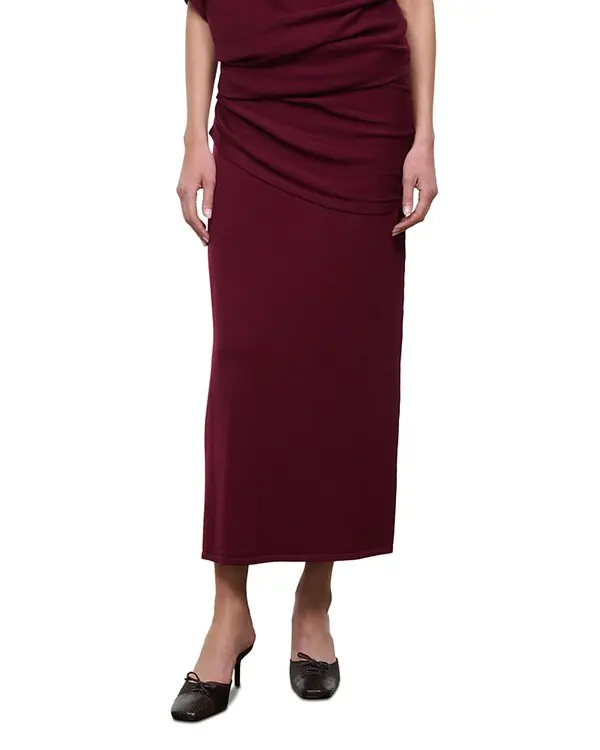 Staud Wilma Draped Wool Skirt - Pinot