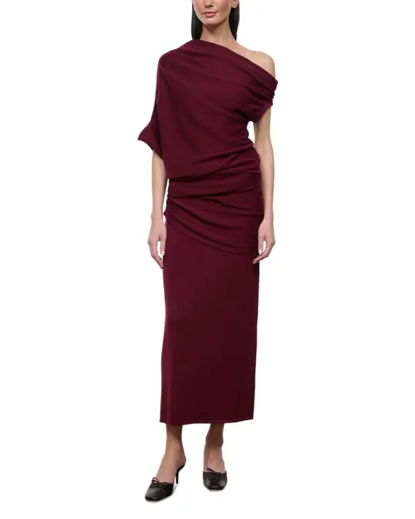 Staud Wilma Draped Wool Skirt